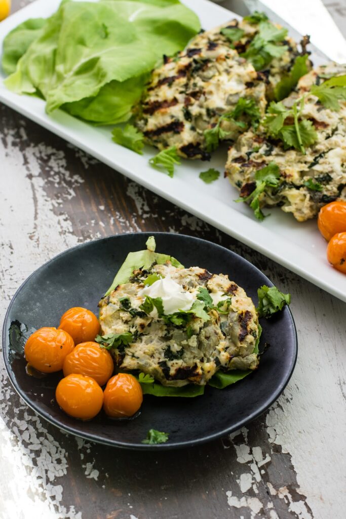Grilled Spinach Artichoke Chicken Burgers | A Healthy Life for Me